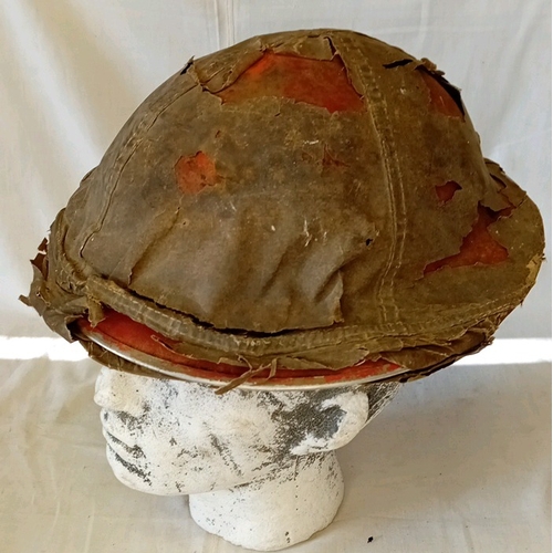 Red ww2 steel helmet with remains of blitz period vesticant gas ...