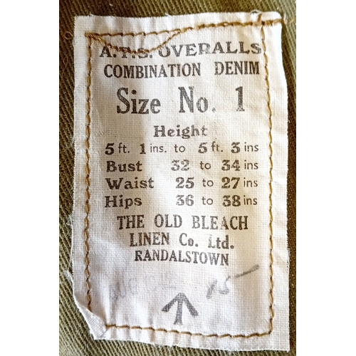 WW2 ATS Denim Overalls, Size 1, August 1942. Brass buttons.