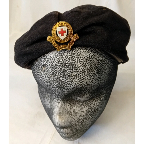 British Red Cross society, Senior, soft beret and badge. Brushed Nylon.