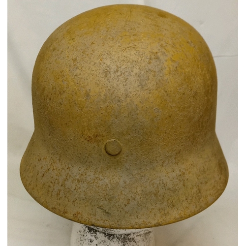 WW2 German helmet, late war bare metal interior, exterior in sand ...