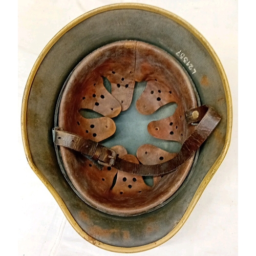 WW2 German helmet, late war bare metal interior, exterior in sand ...