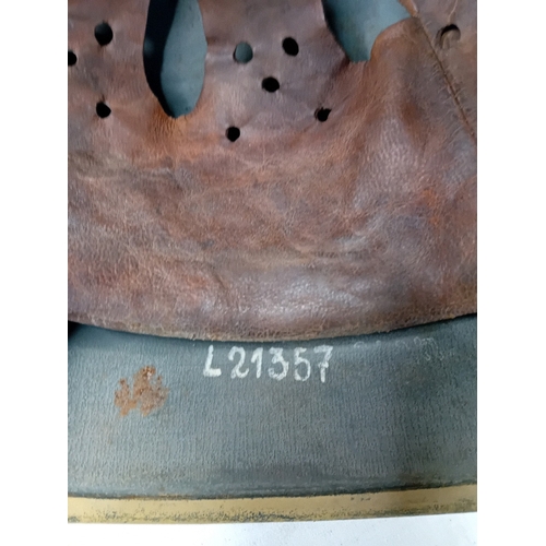 WW2 German helmet, late war bare metal interior, exterior in sand ...