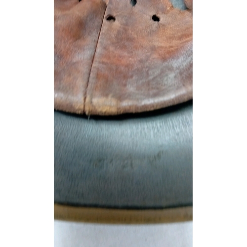 WW2 German helmet, late war bare metal interior, exterior in sand ...