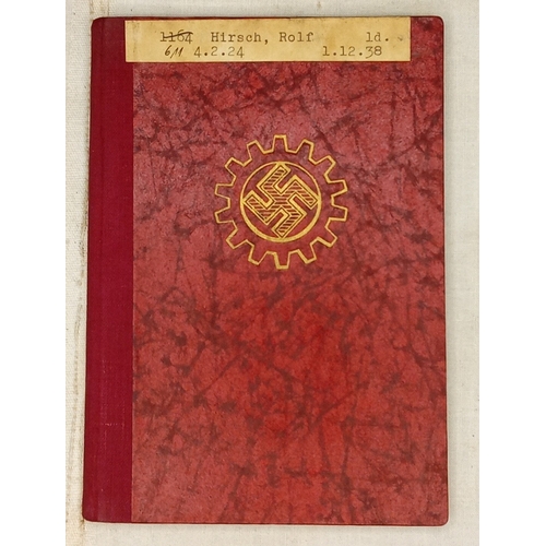 WW2 German party identity book. Rolf Hirsch.