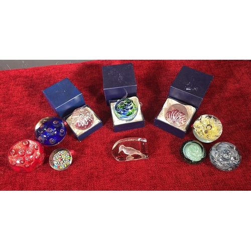 Superb selection of art glass paperweights