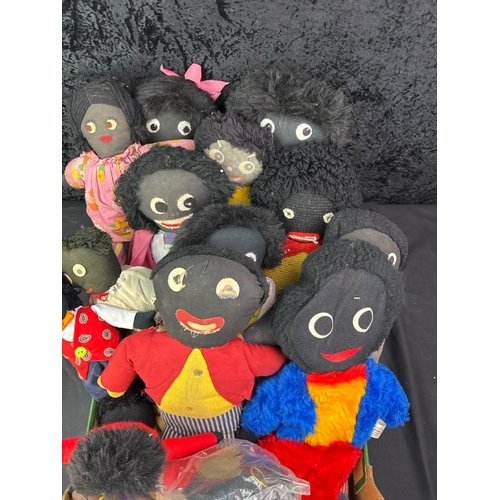 Huge box of vintage golly dolls of all ages some handmade and some with ...