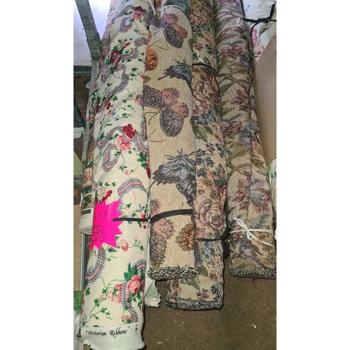 6 x rolls of curtain and upholstery fabrics including Titley and Marr ...