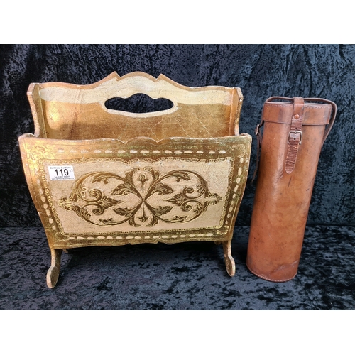 Elegant French-style wooden magazine rack with gilded detailing and a ...