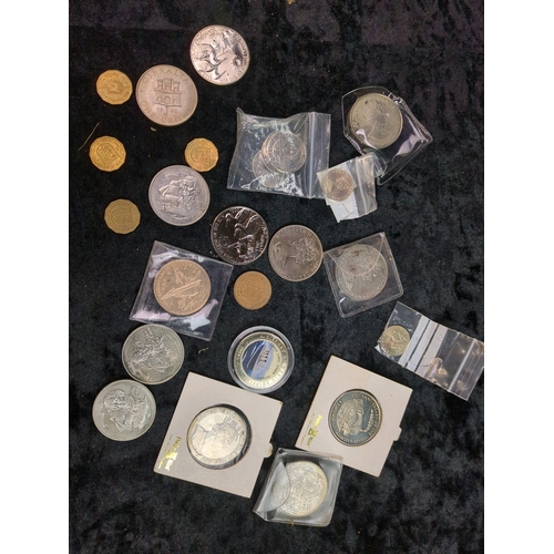 Collection of commemorative coins, dollars, crowns and pounds. Five ...