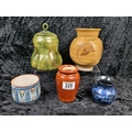 Five studio pottery pots. Possil Pottery Glasgow small salt glazed vase ...