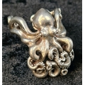 Tentacle-tastic silver octopus / kraken statement ring, approx size S ...