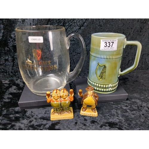 Huge glass Guiness 2pt tankard, china Guinness tankard and two ...