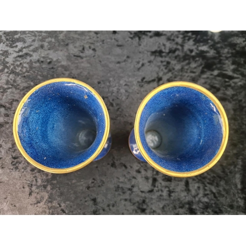 Pair of 1930s Maling vases featuring birdhouses and flowers (approx ...