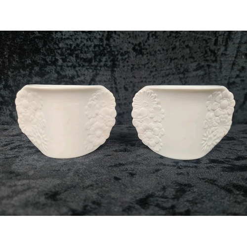 Pair of 1930s Maling vases featuring birdhouses and flowers (approx ...
