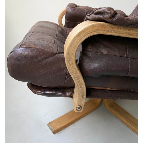 REVOLVING EASY CHAIR, 69cm W, 1970's Danish style, buttoned patchwork ...