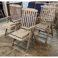 GARDEN DINING CHAIRS, a set of eight, 108cm H, weathered teak, squab ...