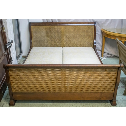 SIMON HORN SLEIGH BED, 98cm H x 170cm x 230cm L, cherrywood and caned ...
