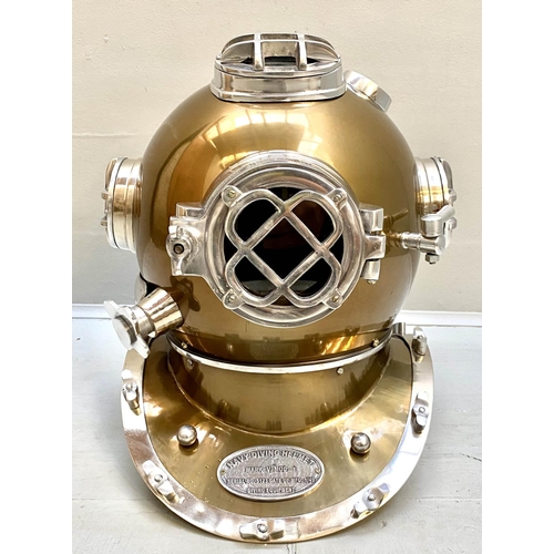 DISPLAY DIVING HELMET, decorative reproduction US Navy design, gilt and ...