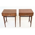 MEREDEW LAMP TABLES, a pair, 1970s Afromosia and teak, each with frieze ...