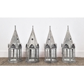 LANTERNS, a set of four, in the form of gothic style towers, 60cm H. (4)