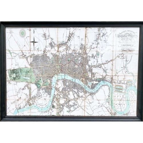 REPRODUCTION MAP OF LONDON, framed and glazed, 58cm H x 48cm W.