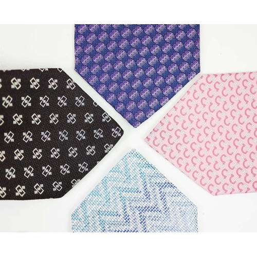 FOUR DESIGNER TIES. two Missoni ties (one with bag), one Chopard (with ...