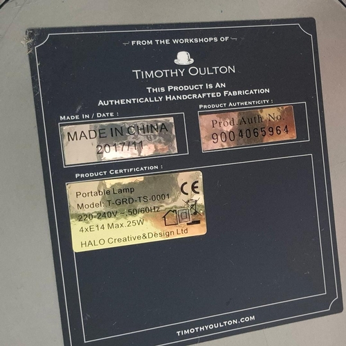 TIMOTHY OULTON SIDE TABLES, A PAIR (2). with glass tops and uplighters ...