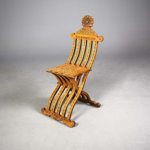 SYRIAN STYLE SIDE CHAIRS, A PAIR. 20th Century, parquetry decoration ...