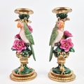 PAIR OF PARROT CANDLESTICKS. 30cm H x 12cm W x 12cm D.