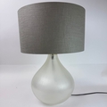 OKA GLASS LAMP. overall 60cm t including shade.