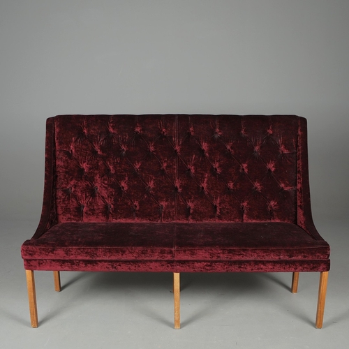 BANQUETTE/HIGH BACKED BENCH. velvet, with buttoned back detail 163cm w ...