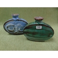 Matched pair of Llangollen studio pottery oval form moon flasks, each 8 ...