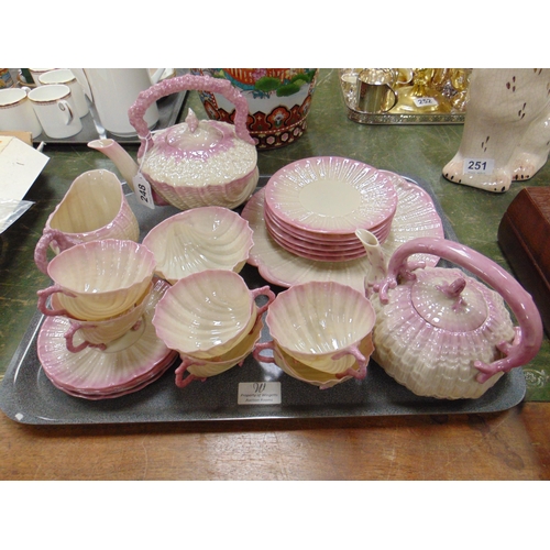 22 piece Belleek shell form tea set.