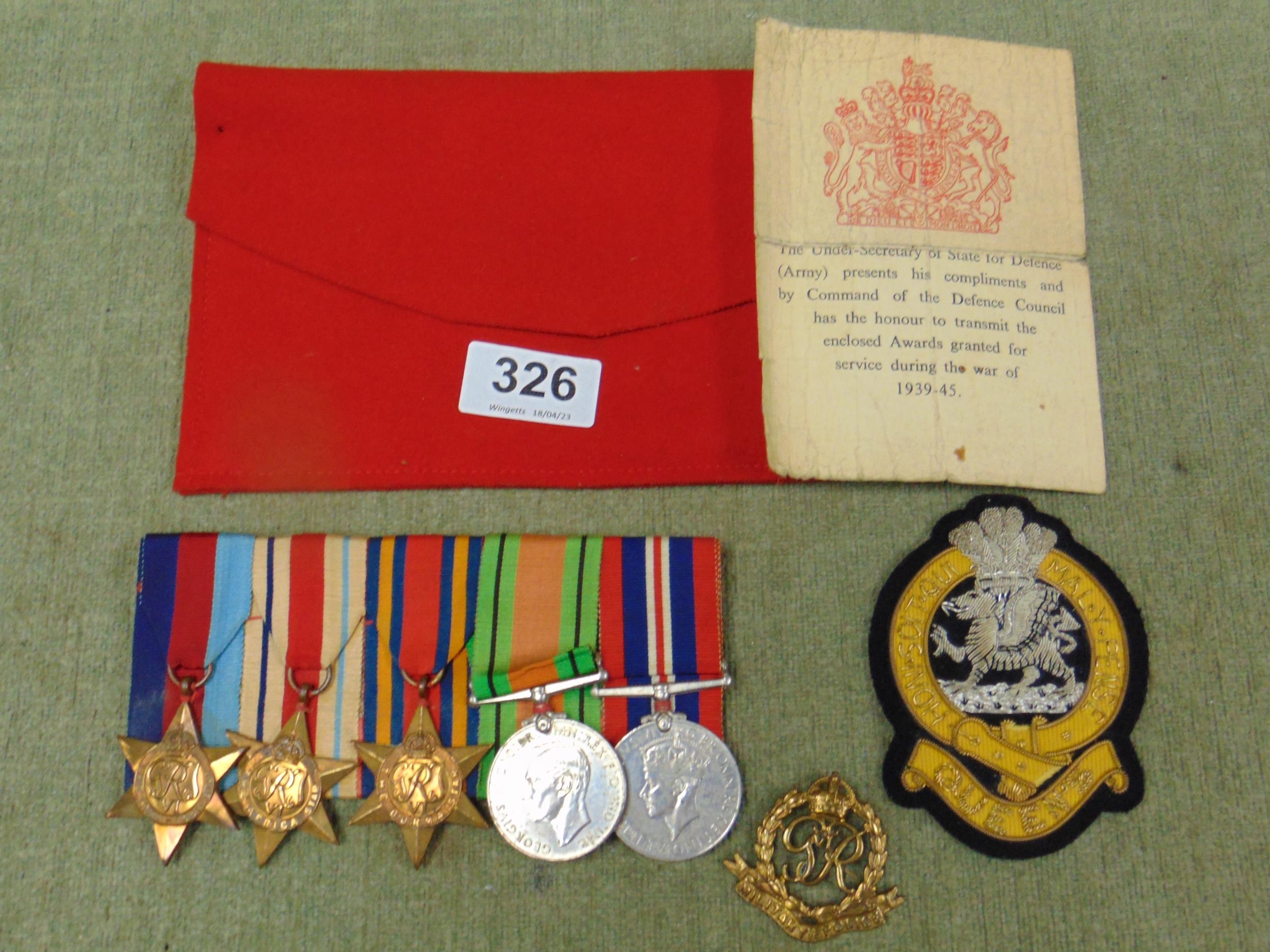 Group of five second world war medals with certificate, WP Davies 2nd ...