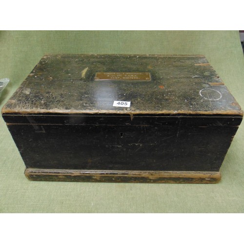 Early 20th century military campaign box, lift up lid and metal side ...