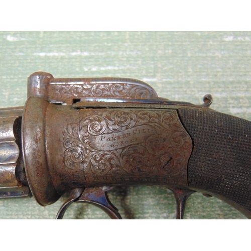 Cased Parker, Field & Sons six shot percussion pepper box revolver ...