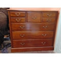 Antique mahogany chest, central hat drawer, flanked by two short ...