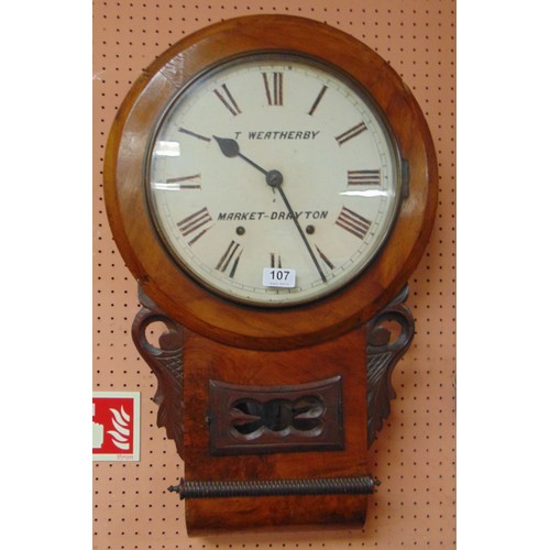 19th Century T. Weatherby, Market Drayton, inlaid drop dial wall clock ...