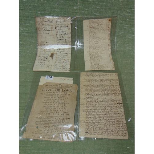 Collection of antique ledger entries, manuscript, Love for Love ...