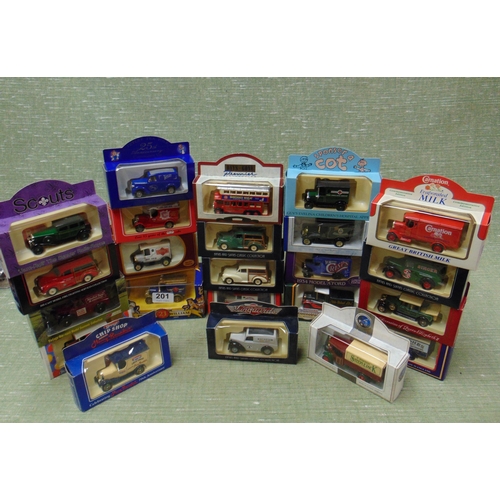 Quantity of boxed collectable model vehicles.