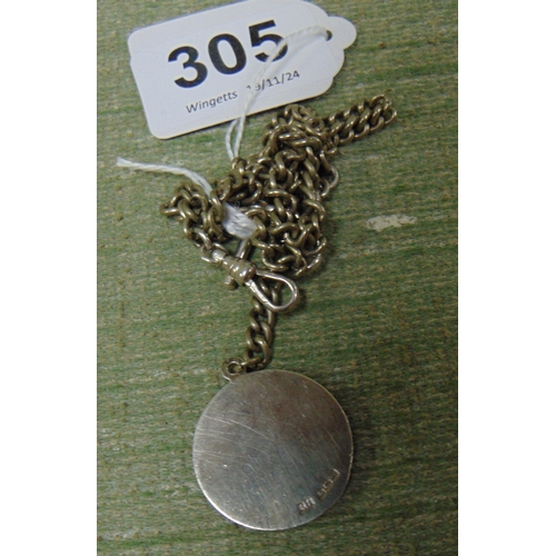 Silver Albert chain, fob and clips.