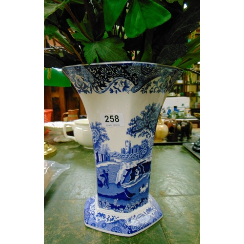 Spode Italian pattern octagonal panel vase, 11" high.