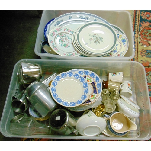Two boxes of mixed china.