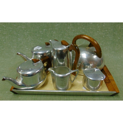 Picquot ware six piece service and a tray.
