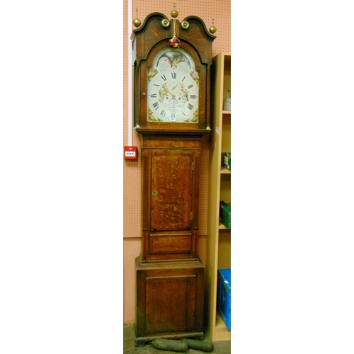 Antique Thomas Edwards oak 8 day longcase clock, the rolling moon ...
