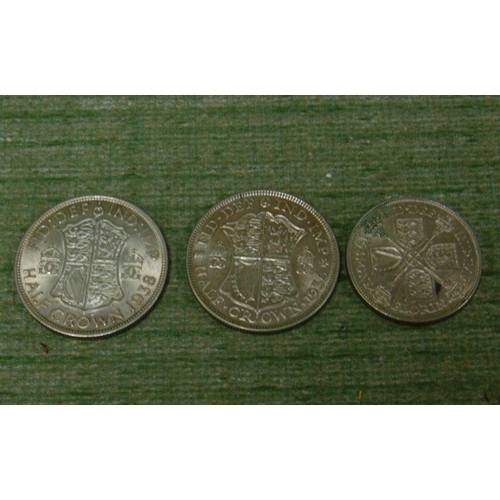 Silver uncirculated 1936 George V half crown and 1931 Florin and George ...