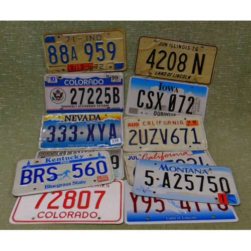 Collection of reproduction American number plates.