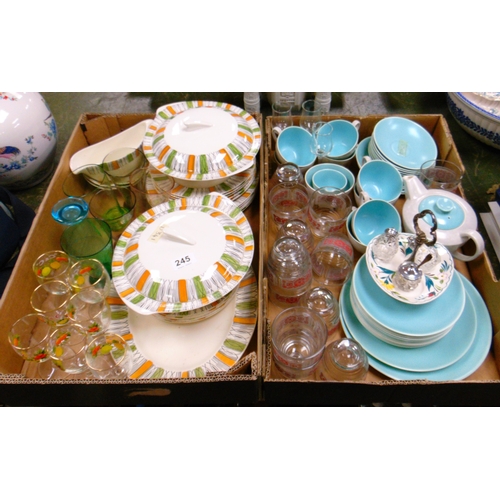 Poole tea set, retro glassware, etc.
