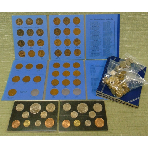 Collection of Whitman folders, pre decimal coins, Churchill crown to ...