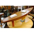 Large clinker built model boat, 67" wide.